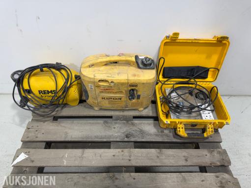 Epiroc Accumulator Charger, Kipor IG1000 strømaggregat og REMS E-Push 2